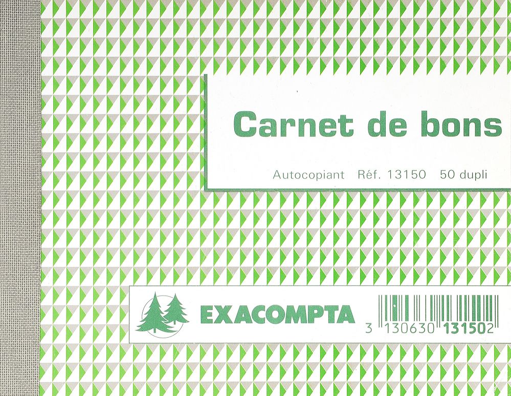 BONS POUR Carnet autocopiant 105 x 135 mm Exacompta 13150E | ARC Registres