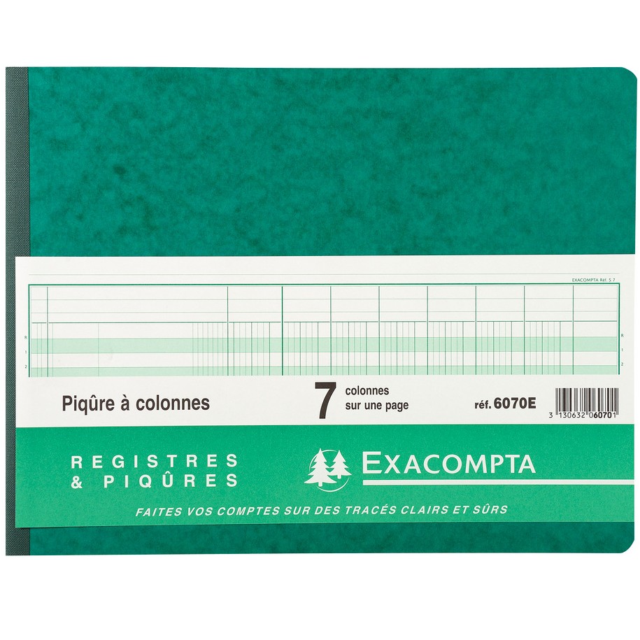 EXACOMPTA 6070E Registre 7 colonnes - 250 x 320 mm (Journal comptable ...
