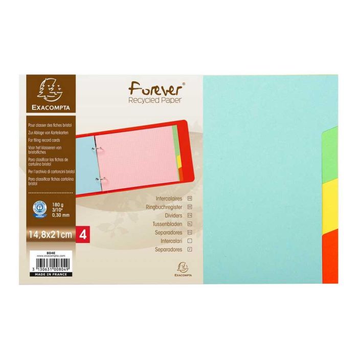 Jeu de 4 Intercalaires 148 x 210 mm en carte recyclée EXACOMPTA ARC ...
