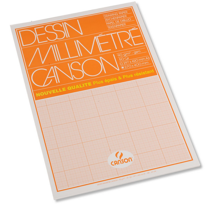 Papier Millimétré à trait Rouge - A3 CANSON Bloc de 50 feuilles | ARC ...