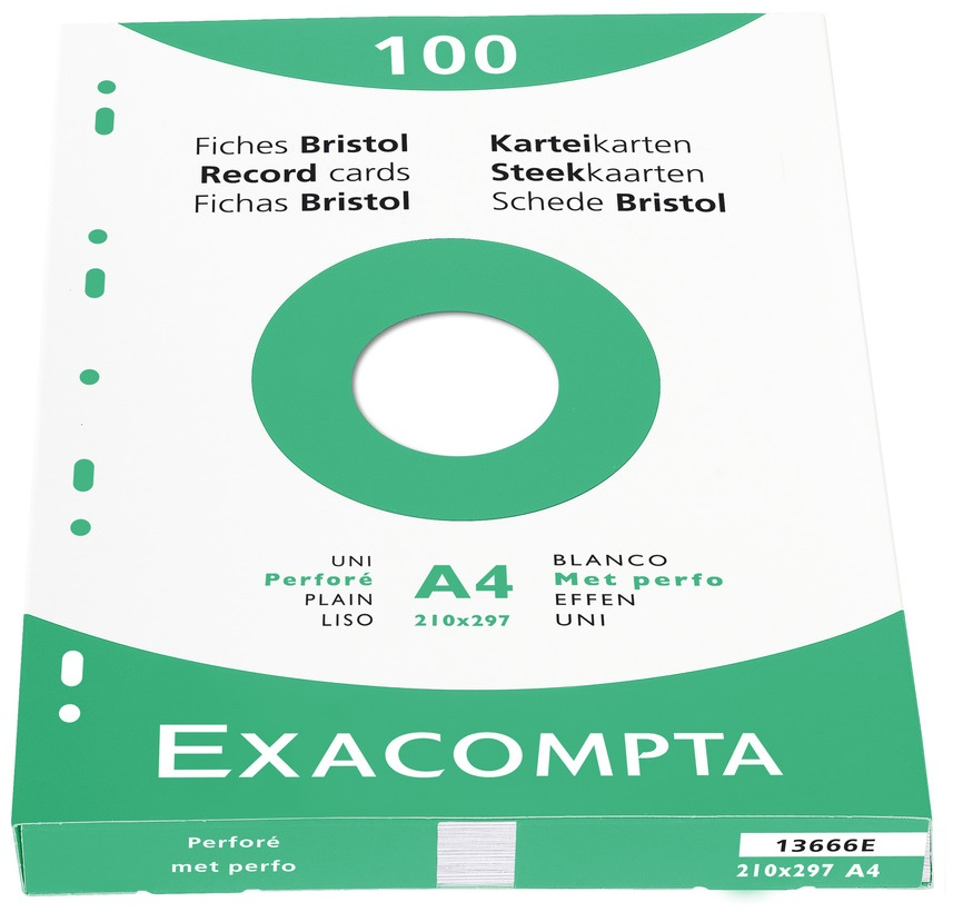 Fiches Bristol 210 x 297 mm - Blanc uni avec perforation EXACOMPTA ...